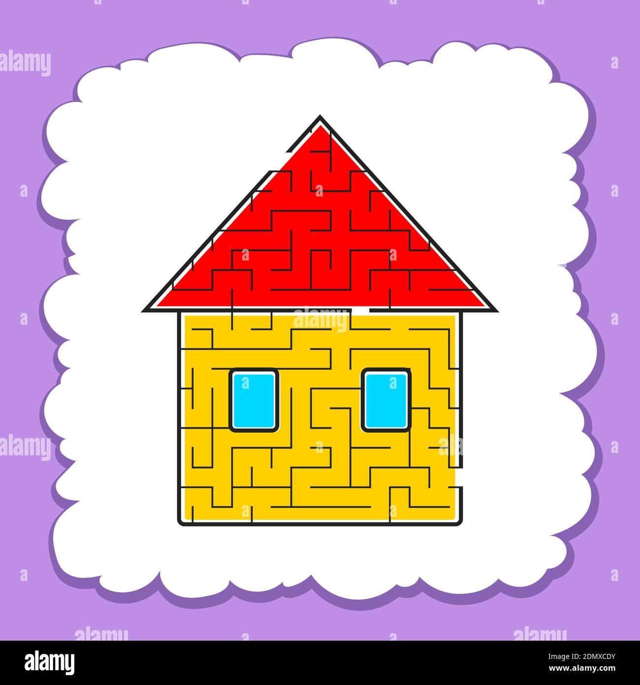 Maze house. Game for kids. Puzzle for children. Cartoon style ...