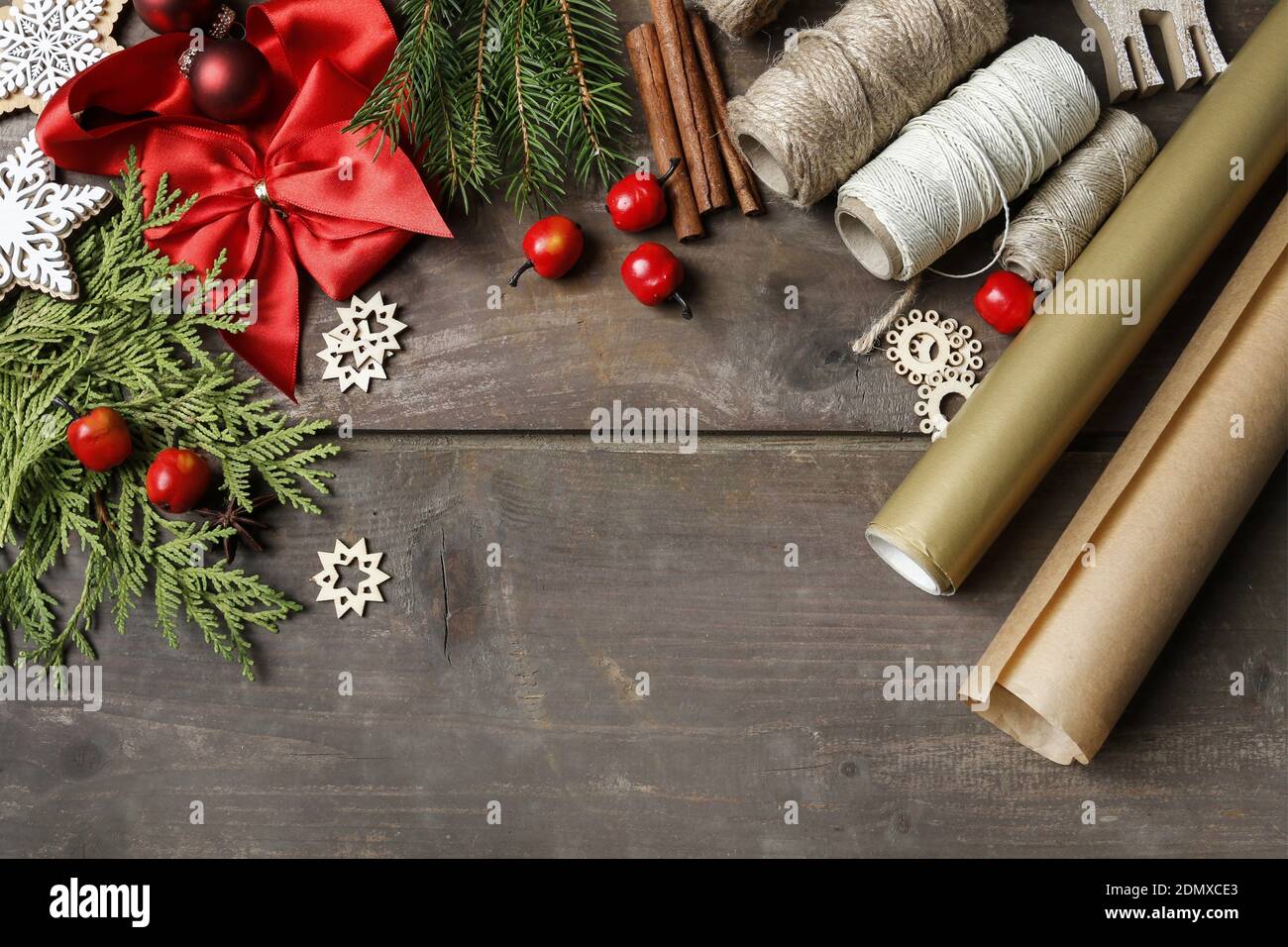 Woman shows how to beautifully pack Christmas presents. Step by step ...