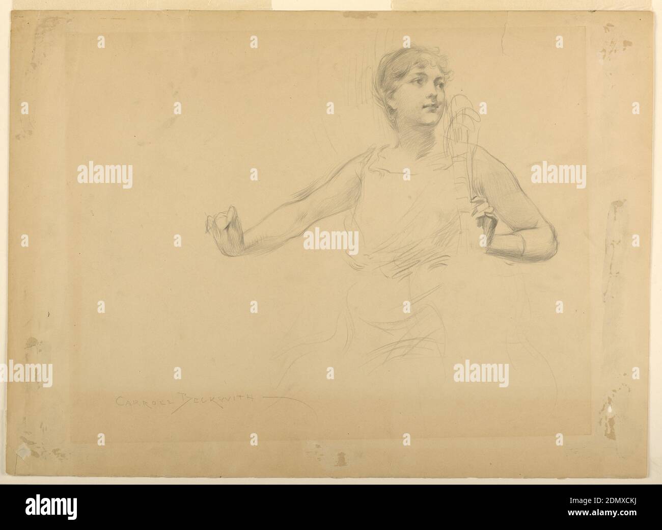 Muse, J. Carroll Beckwith, American, 1852–1917, Graphite on paper ...