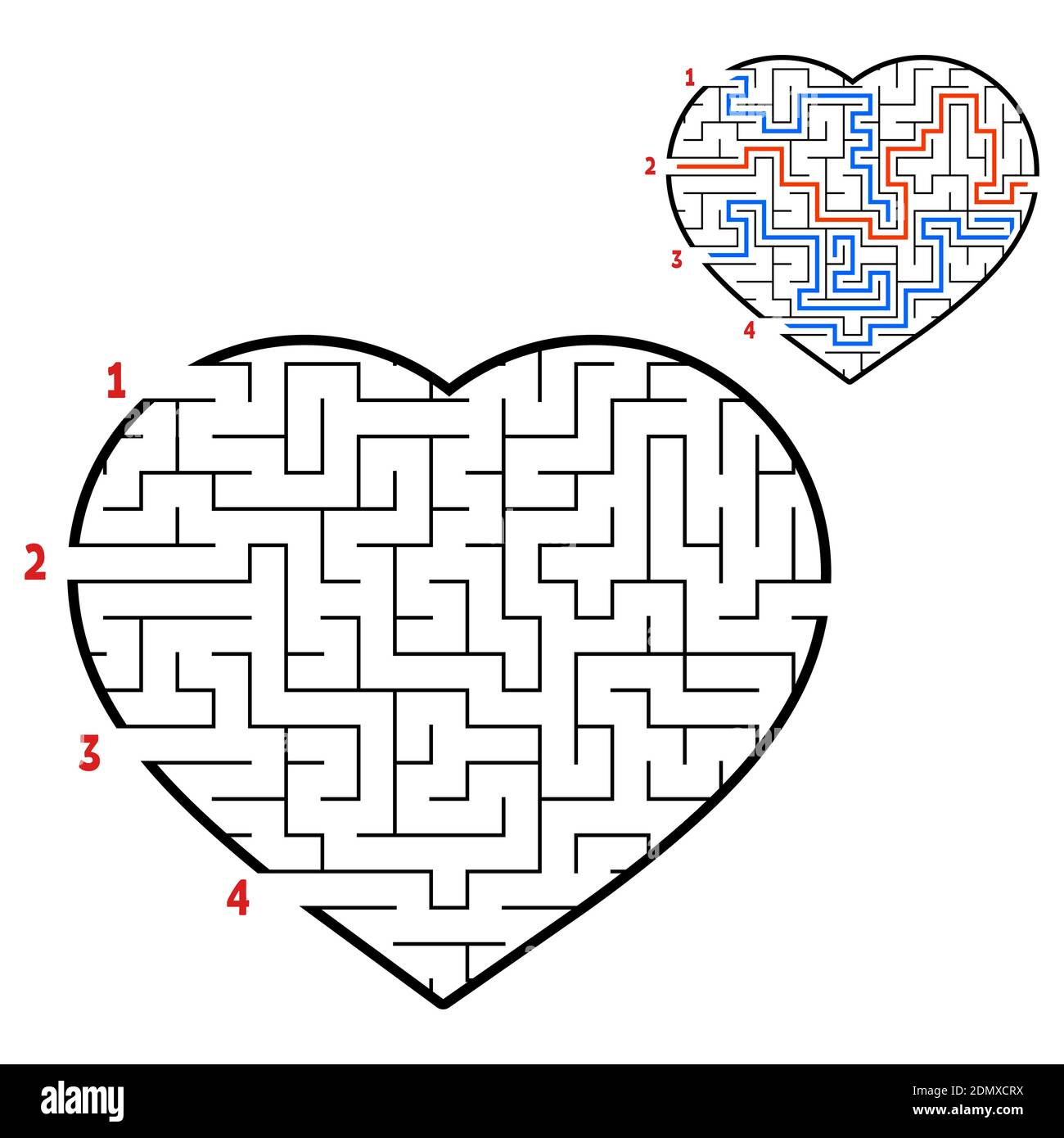 Labyrinth heart. Game for kids and adults. Find the right path. Puzzle ...