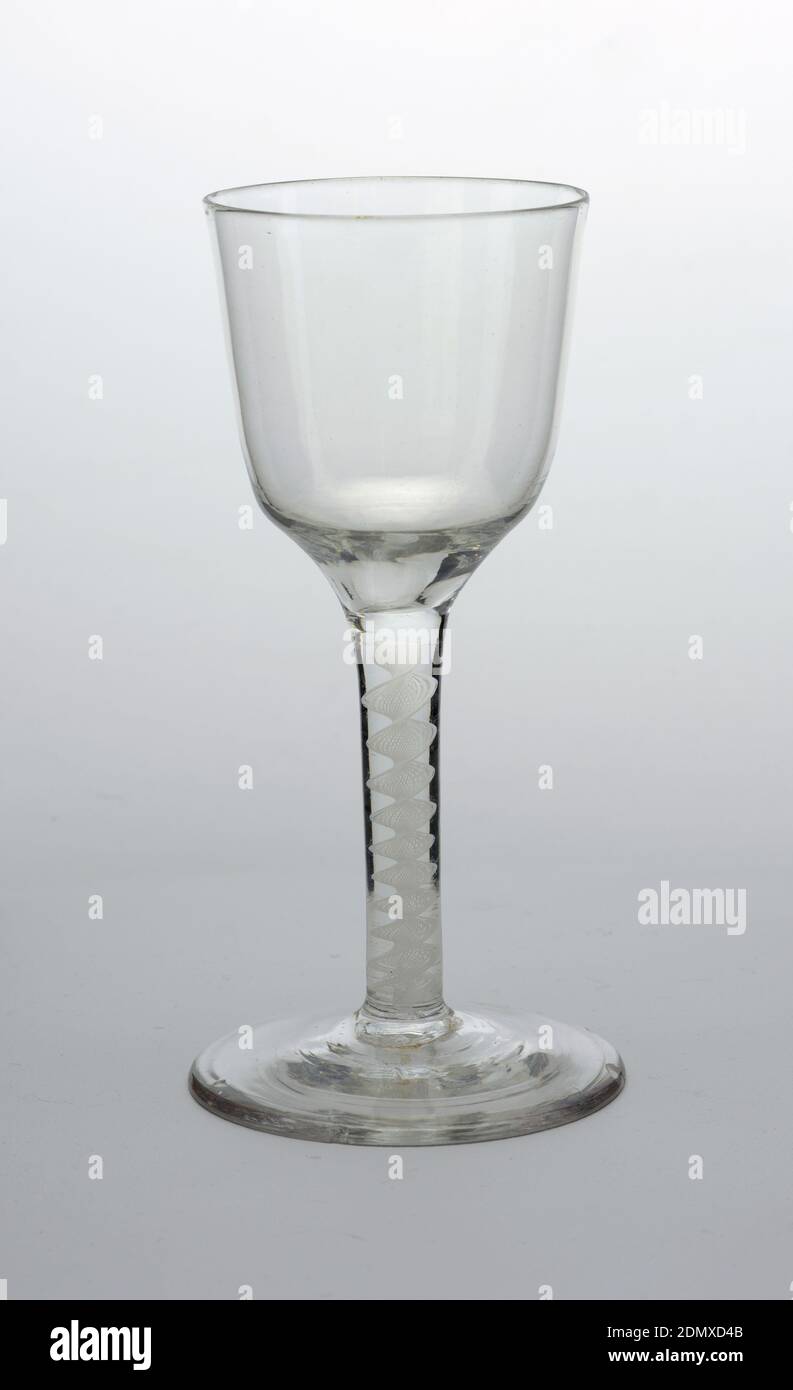 Goblet, Glass, blown with opaque white twist stem, Goblet of clear ...