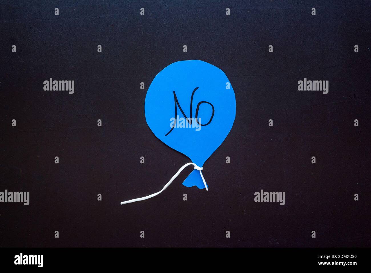 No rejection - decision concept. Word No on paper banner, top view ...