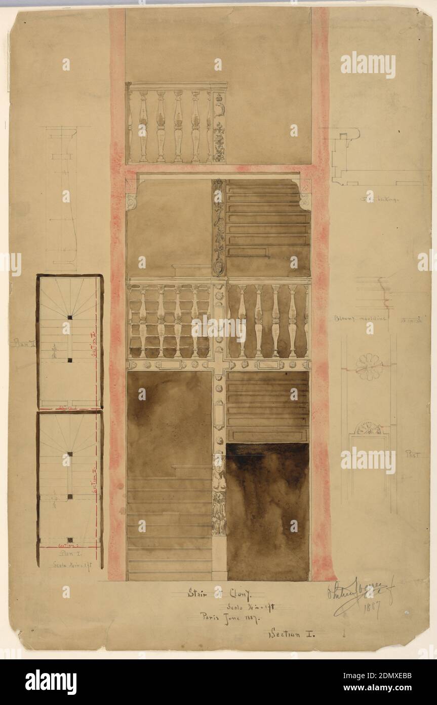 Stair at the Cluny, Paris, Whitney Warren Jr., American, 1864–1943 ...