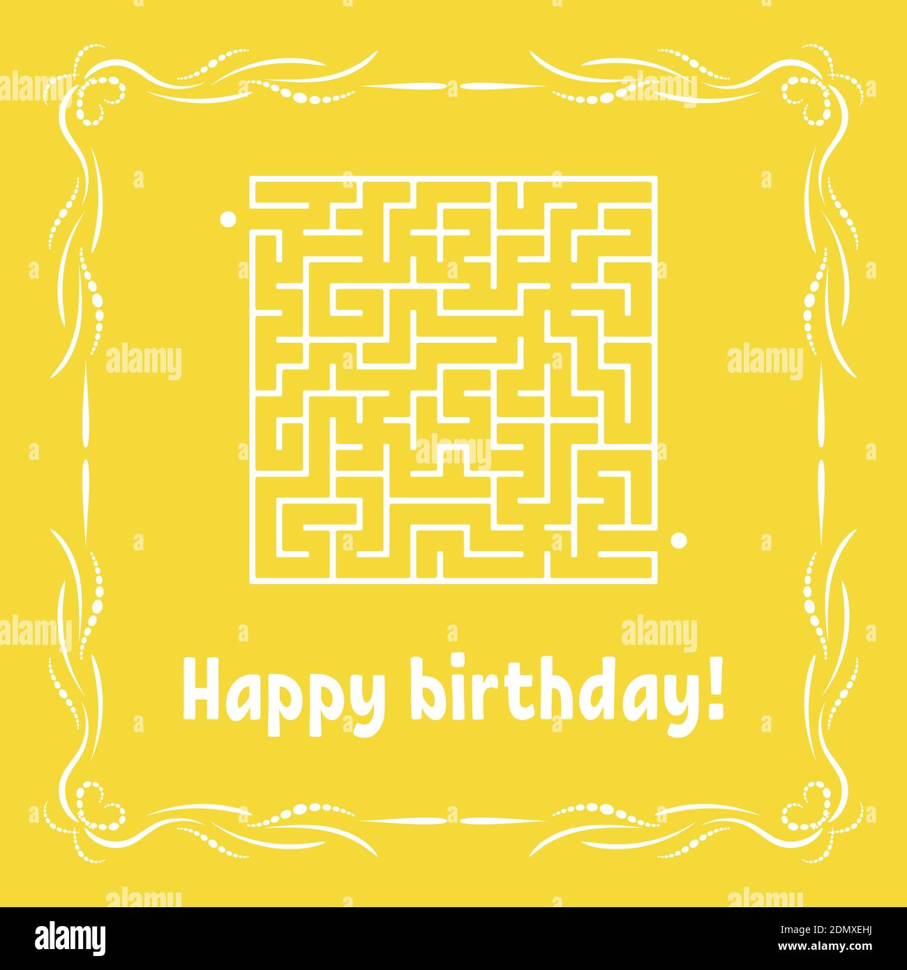 Color greeting card with a square maze. Happy Birthday. Game for kids ...