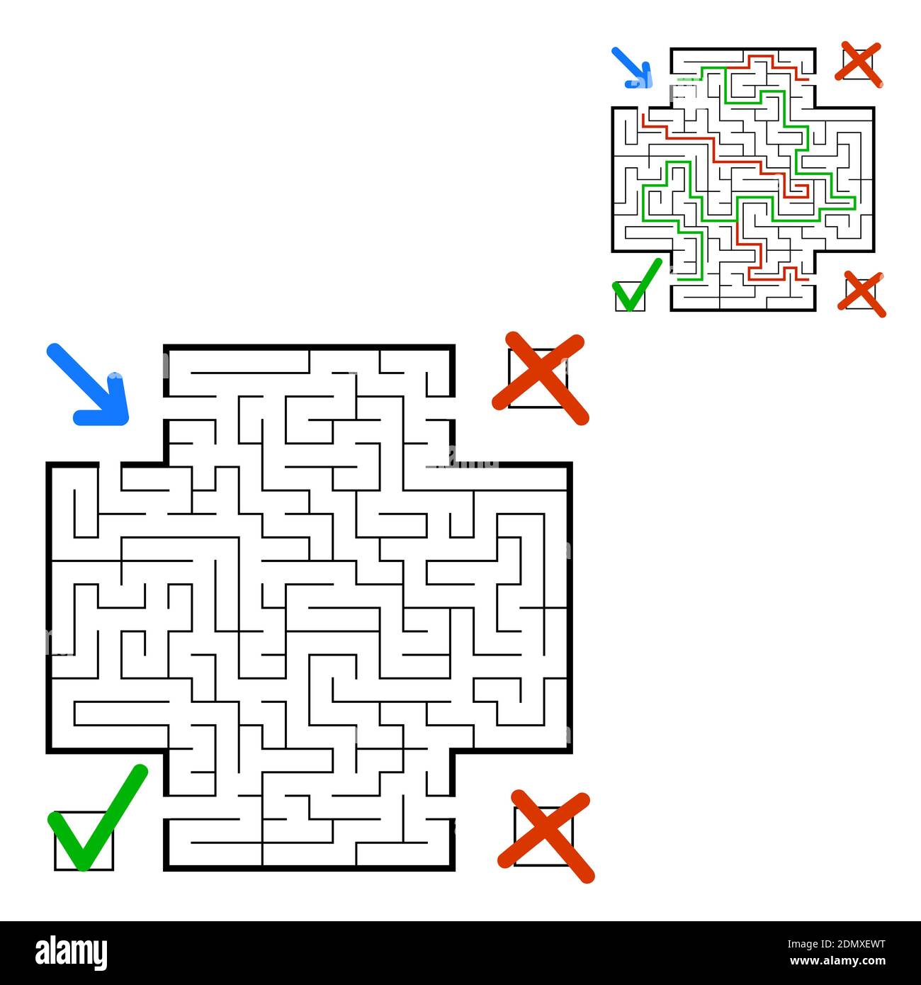 Abstract square maze. Find the right path. Game for kids. Puzzle for ...