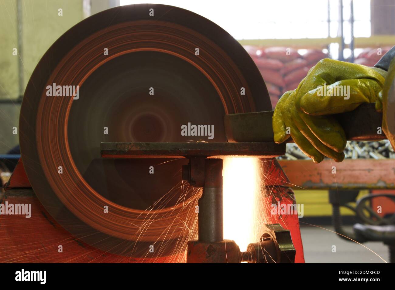 Grinding machine in the factory. Heavy industry. Industrial background ...