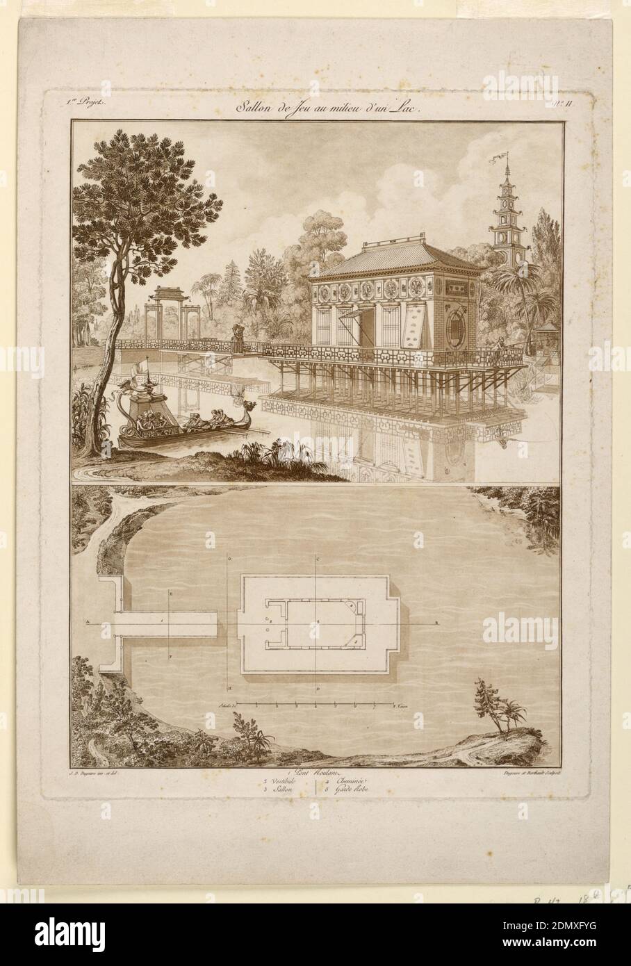 Design for a Chinese Pavilion in a Lake, Jean Démosthène Dugourc ...