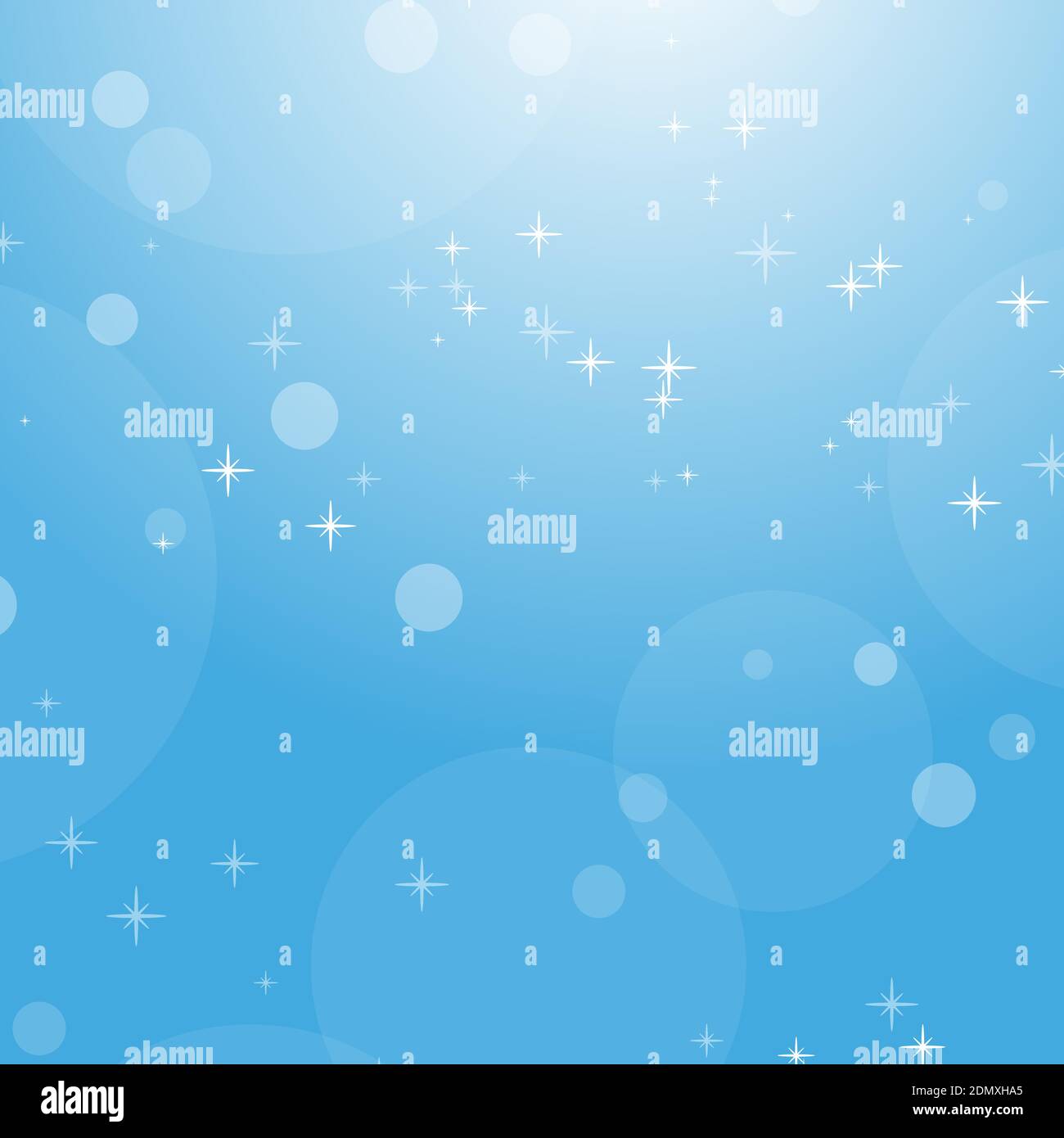 Color abstract background of blue sky with bokeh and stars. Simple flat ...