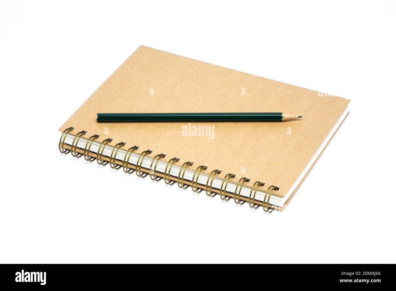 Book And Pencil Against White Background Stock Photo - Alamy