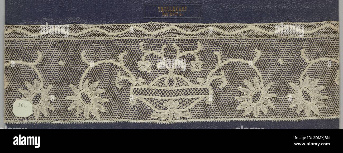 Border, Technique: bobbin lace, Bobbin lace edge, symmetrical pot of ...