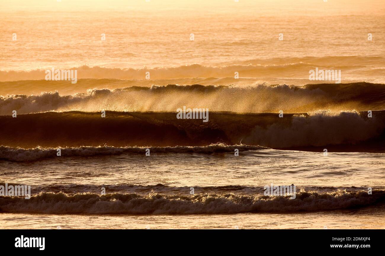 Waves in Atlantic Ocean at Sunset, Cape Cross in Namibia Stock Photo ...