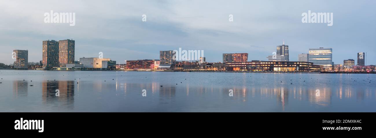 Panorama center of Almere city center skyline in Flevoland, The ...