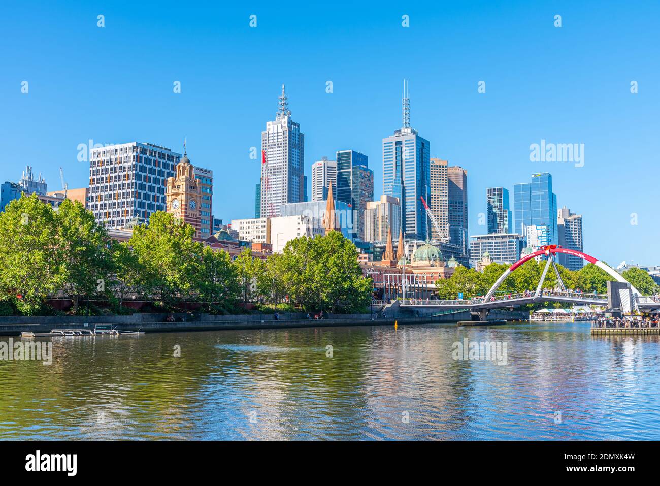 MELBOURNE, AUSTRALIA, JANUARY 1, 2020: Panorama of Melbourne behind ...