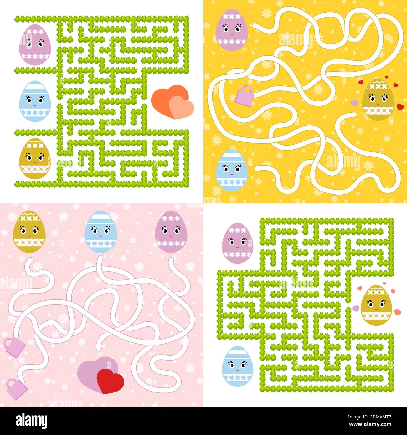 A set of mazes. Cartoon style. Visual worksheets. Activity page. Game ...