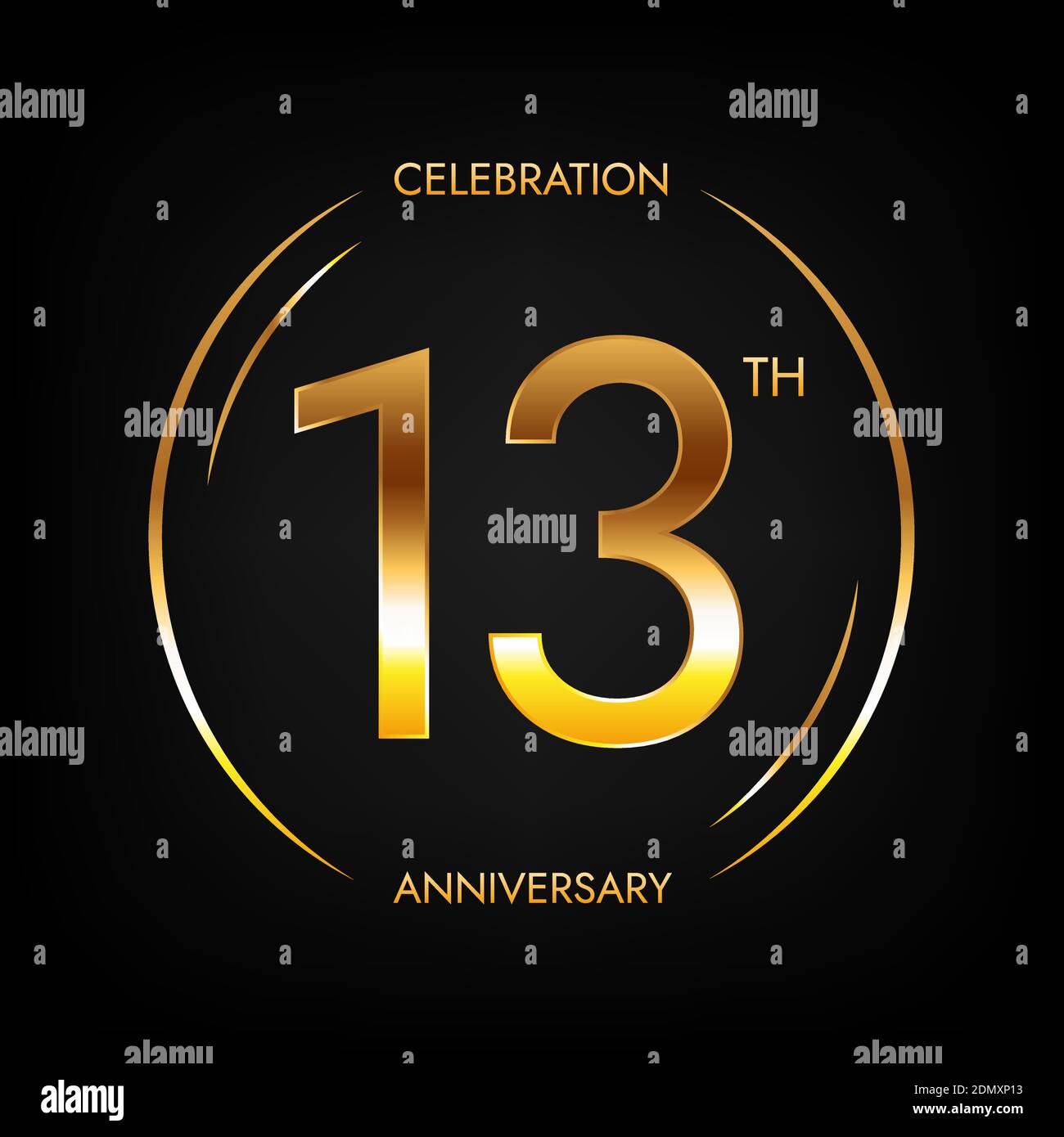 13th anniversary. Thirteen years birthday celebration banner in bright ...