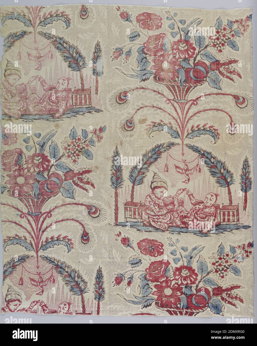 Textile, Medium: cotton Technique: block printed on plain weave, White ...