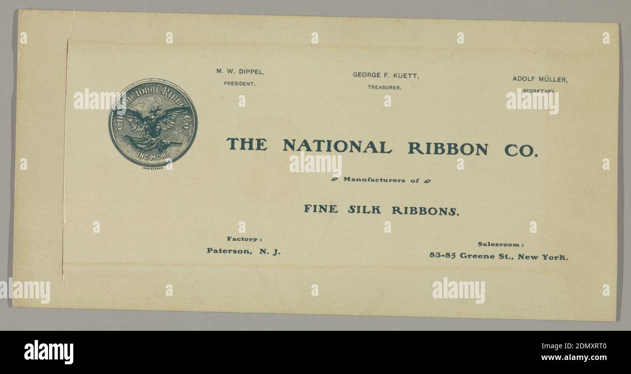 Calendar and card, National Ribbon Company, Inc., (Paterson, NJ, USA ...