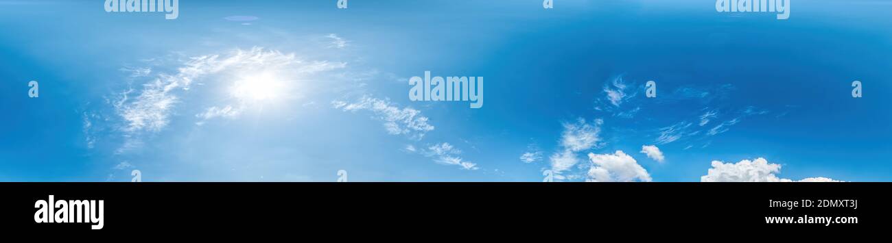 Blue sky with light clouds Seamless panorama in spherical ...