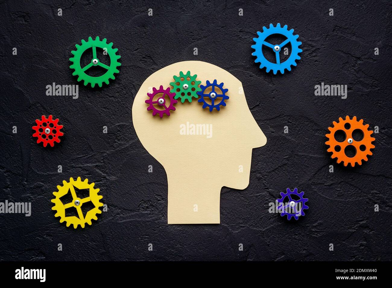 Human brain of gears. Mental work and idea concept Stock Photo - Alamy