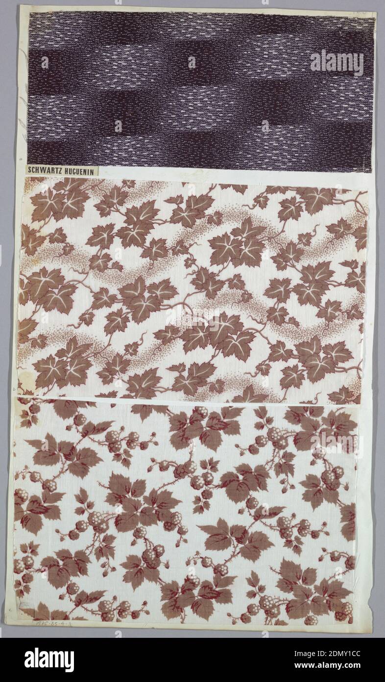 Textile, printed, One of seven pages from a printed fabric sample book ...