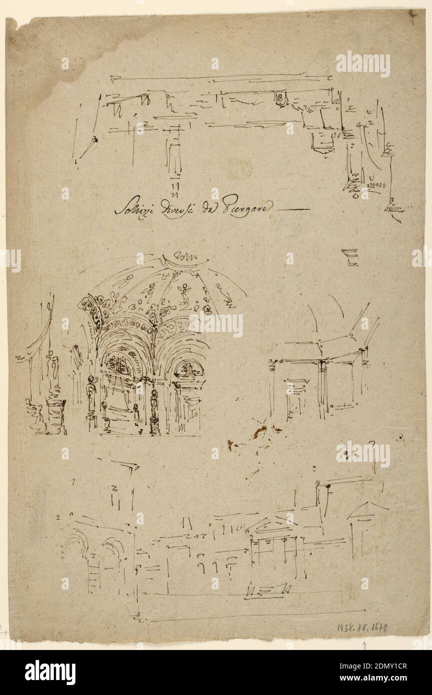 Sheet of architectural sketches, Giuseppe Valadier, Italian, 1762–1839 ...