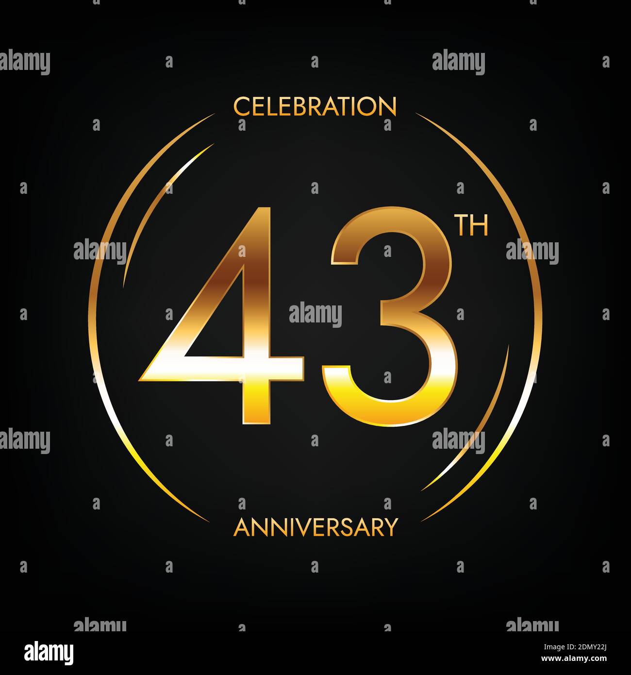 43th anniversary. Forty-three years birthday celebration banner in ...