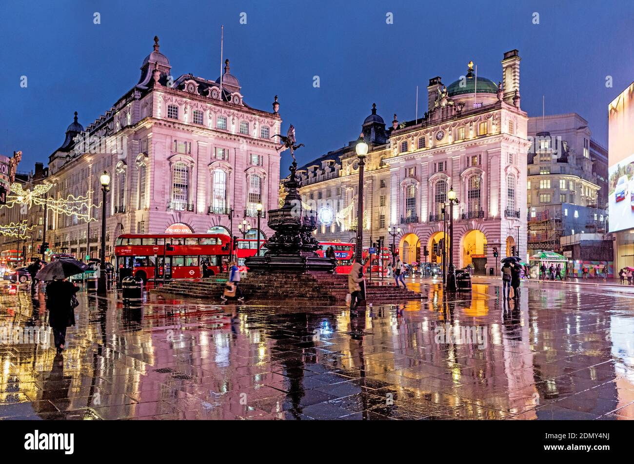 Piccadilly Circus At Night in the Rain London UK Stock Photo - Alamy