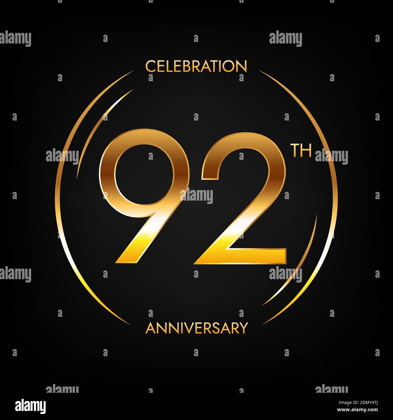 92th anniversary. Ninety-two years birthday celebration banner in ...