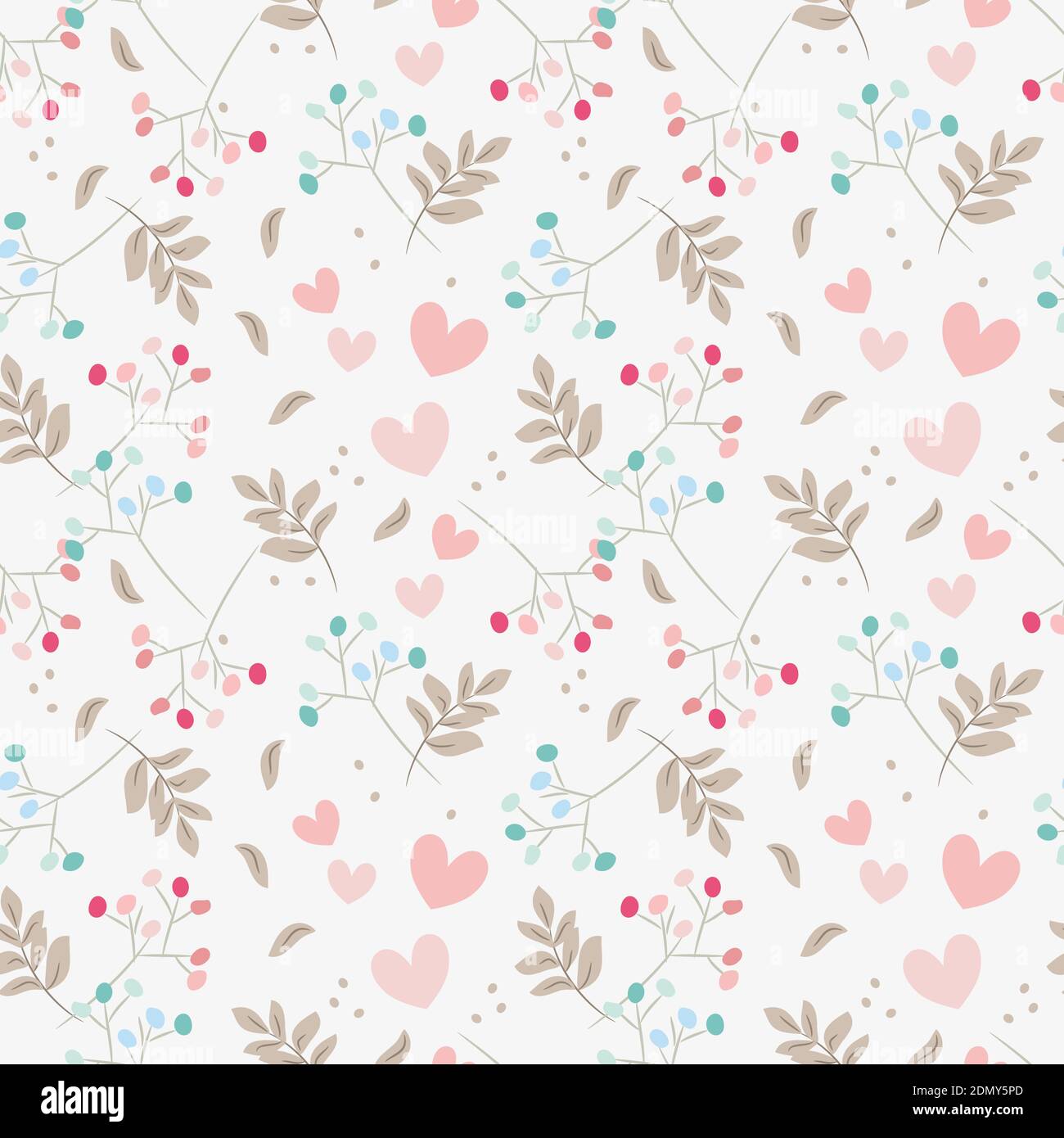 Sweet floral and tiny hearts seamless pattern. Sweet Valentine concept ...