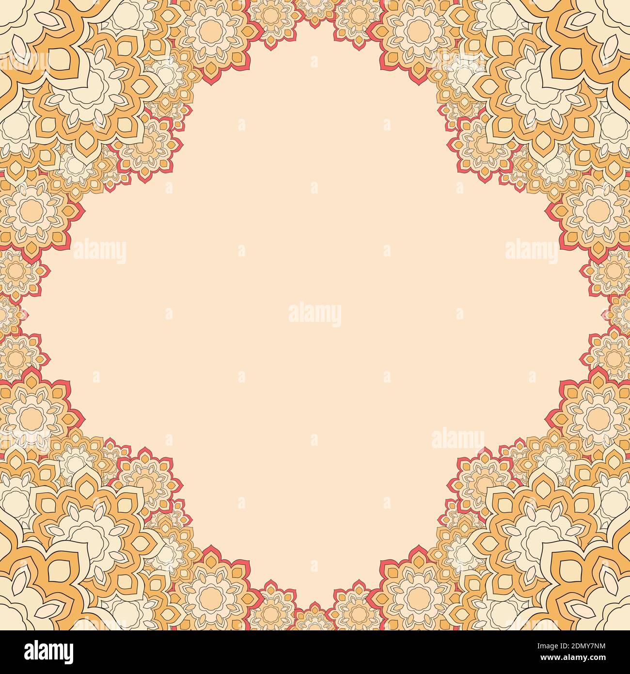 Abstract decorative frame of flowers on a beige background Stock Vector ...