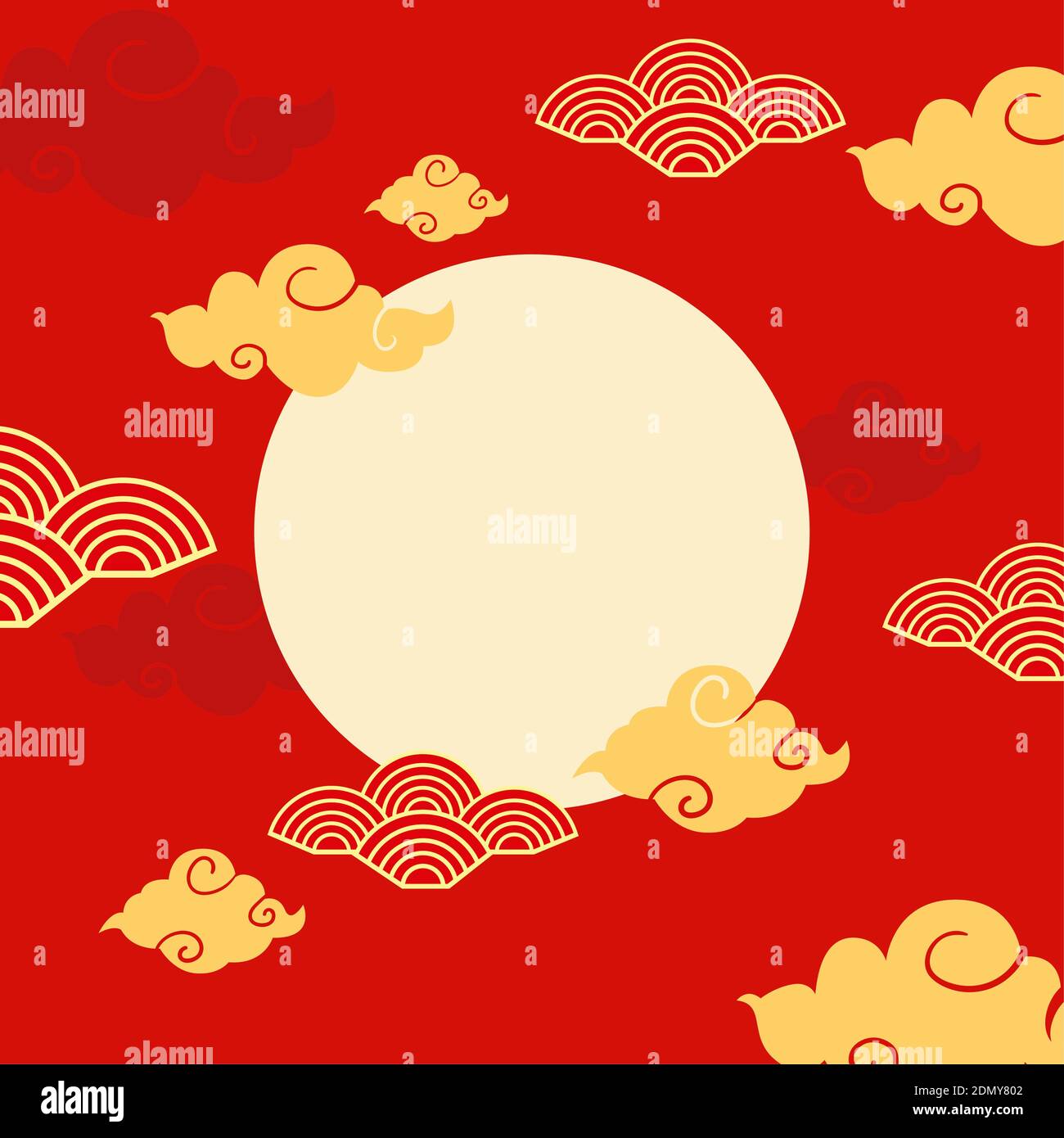 Chinese clouds in front of moon design, China culture asia and oriental ...