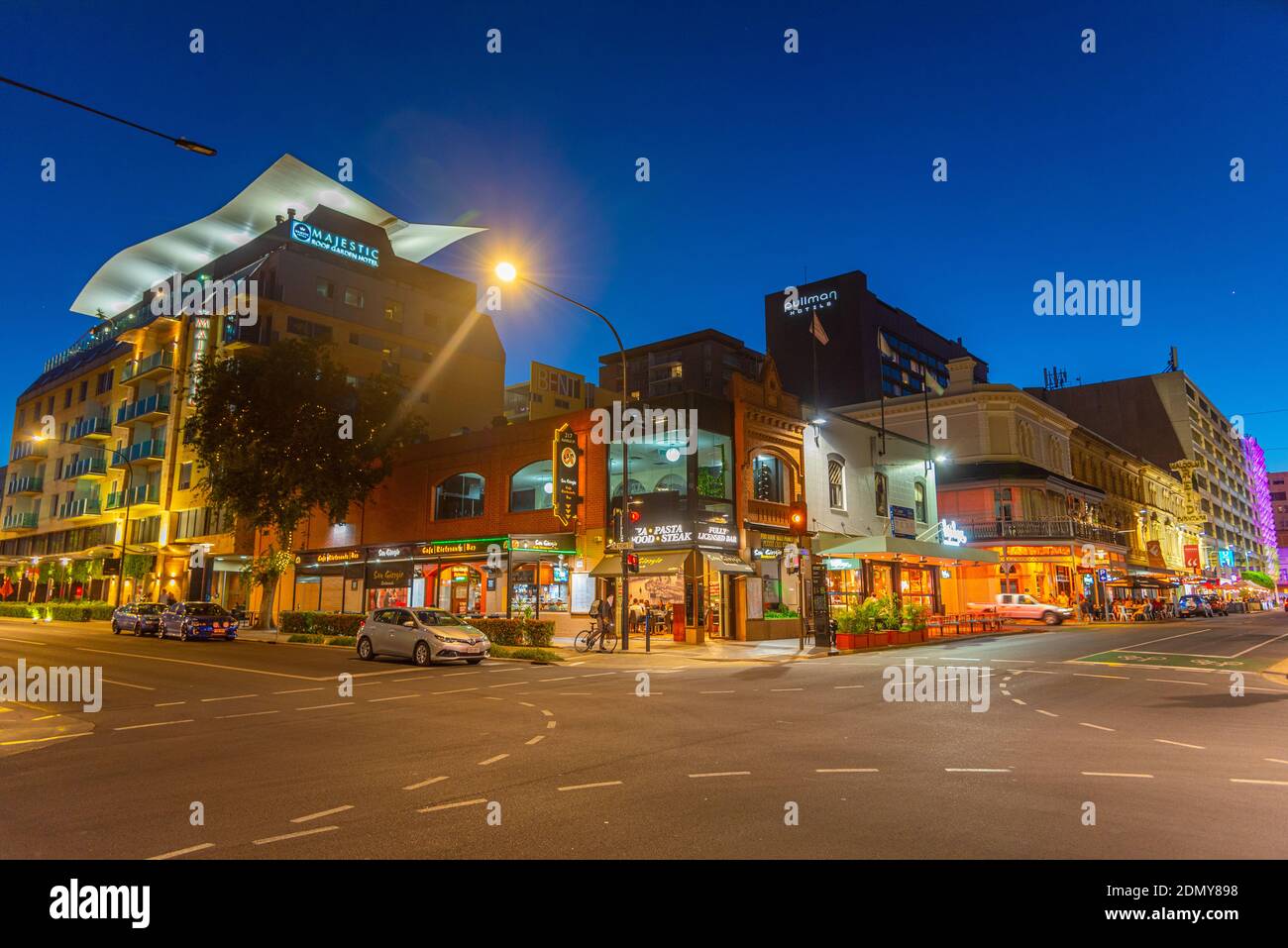 ADELAIDE, AUSTRALIA, JANUARY 6, 2020: nightlife at street of Adelaide ...