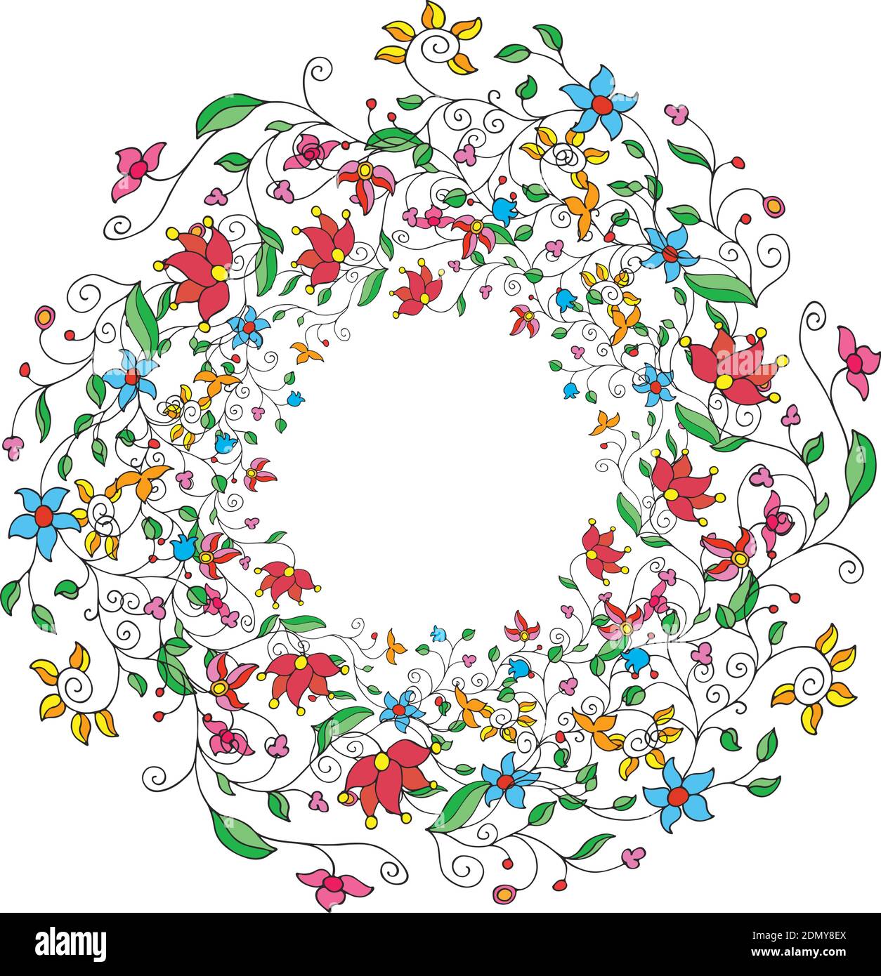 Round frame of red flowers on white background Stock Vector Image & Art ...