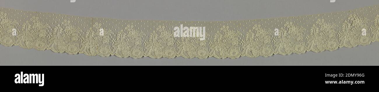 Border, Medium: linen Technique: bobbin lace, Mechlin style, N. Europe ...
