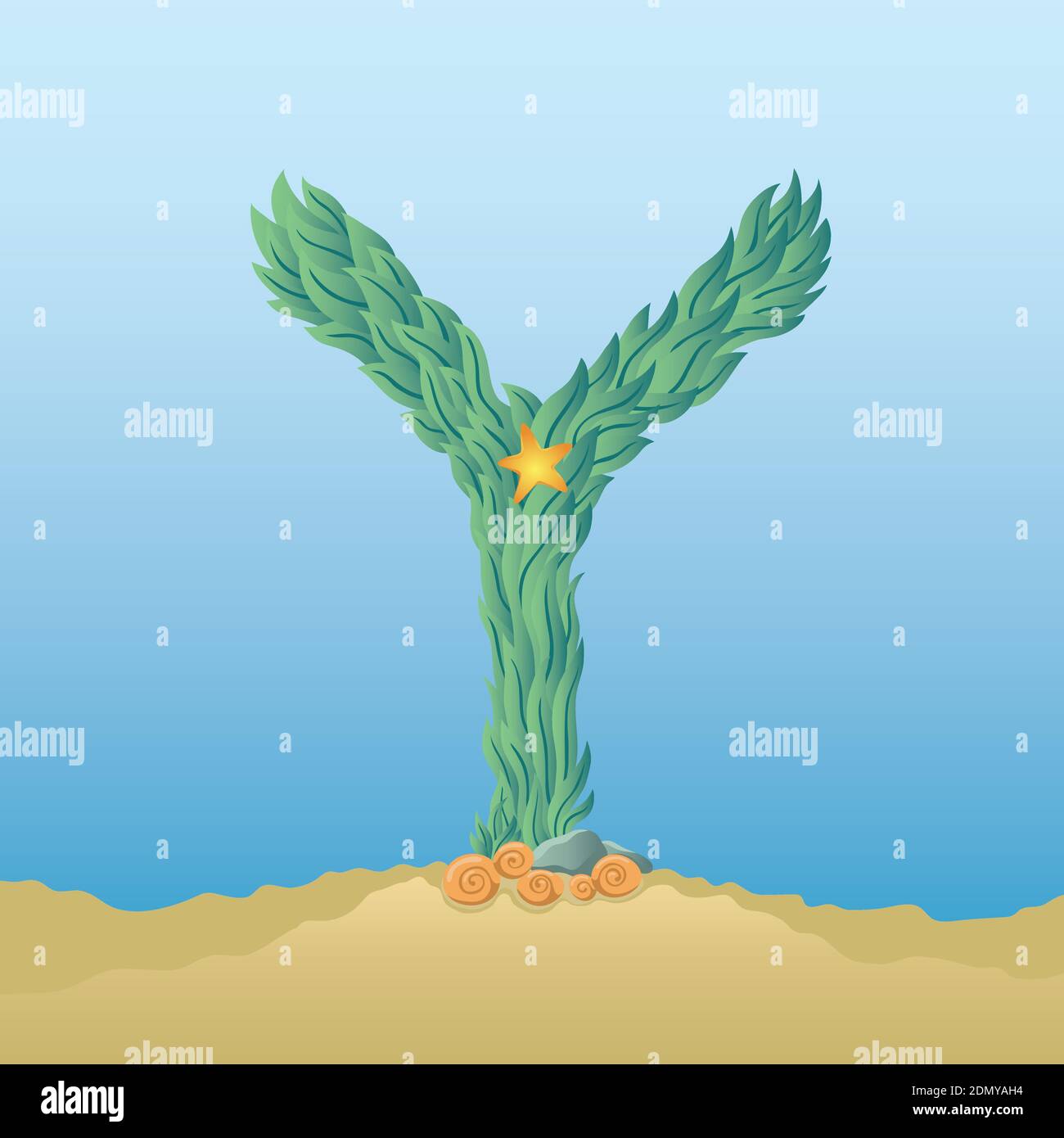 Marine alphabet. Illustration of a letter Y under water Stock Vector ...