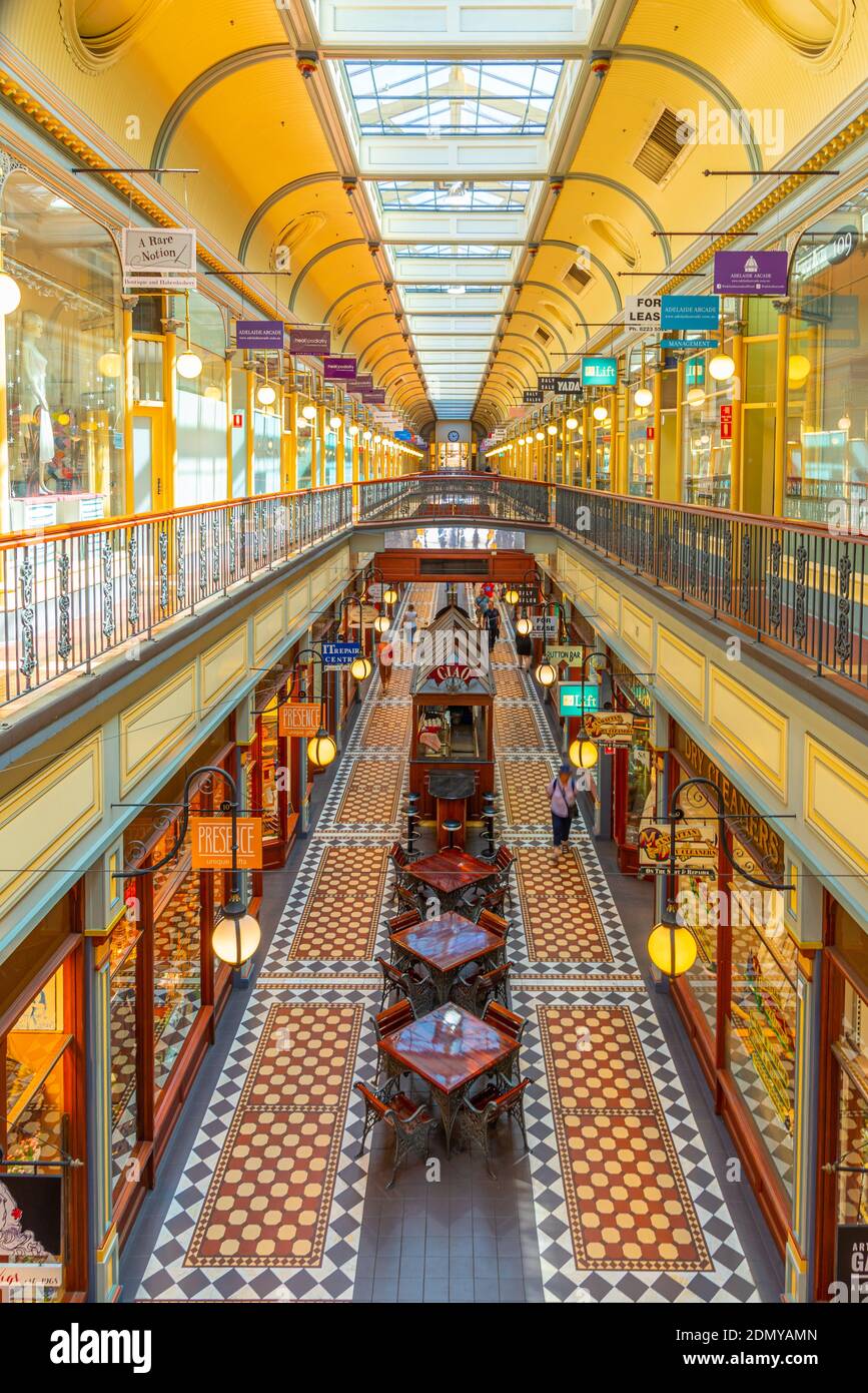 ADELAIDE, AUSTRALIA, JANUARY 7, 2020: Interior of Adelaide arcade ...