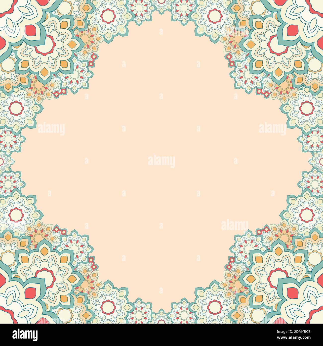 Abstract decorative frame of flowers on a beige background Stock Vector ...