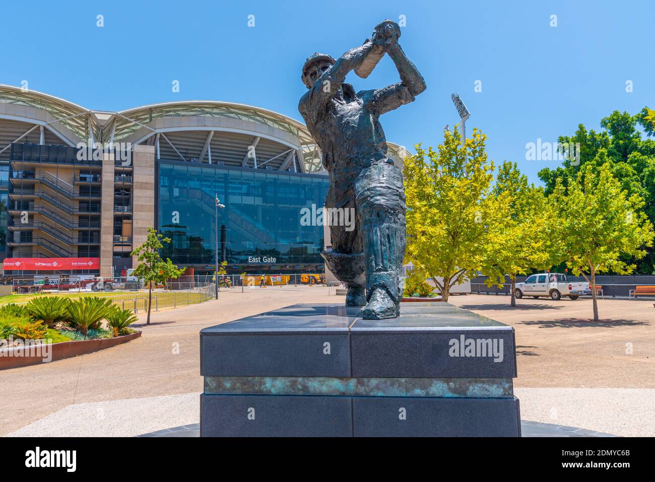 ADELAIDE, AUSTRALIA, JANUARY 7, 2020: Statue of a cricket player at ...