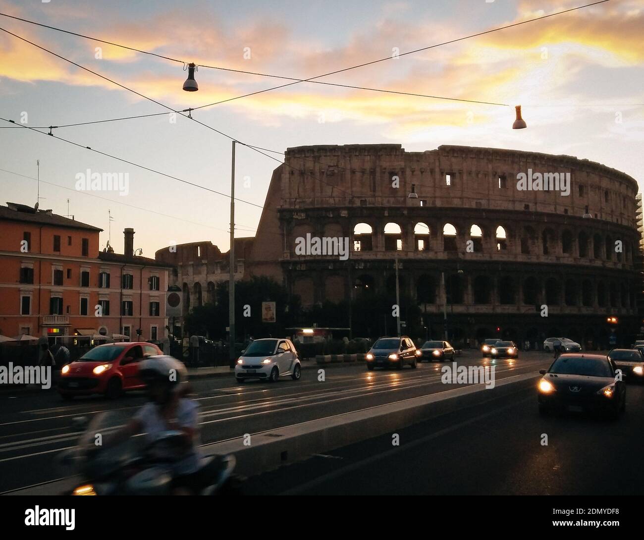 Rome, Italy - Cars running on the road against a backdrop of the ...