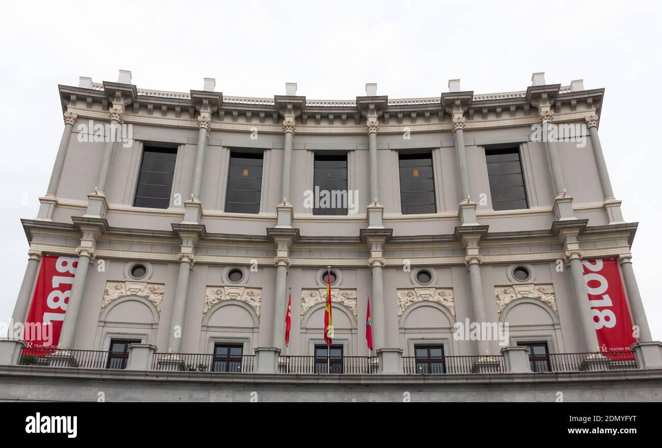 Madrid, Spain - Sep 21, 2019: Front facade of Royal Theater in Madrid ...