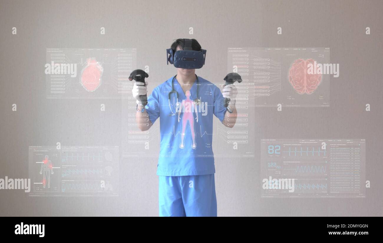 new normal Futuristic Technology in medical concept doctor describes ...