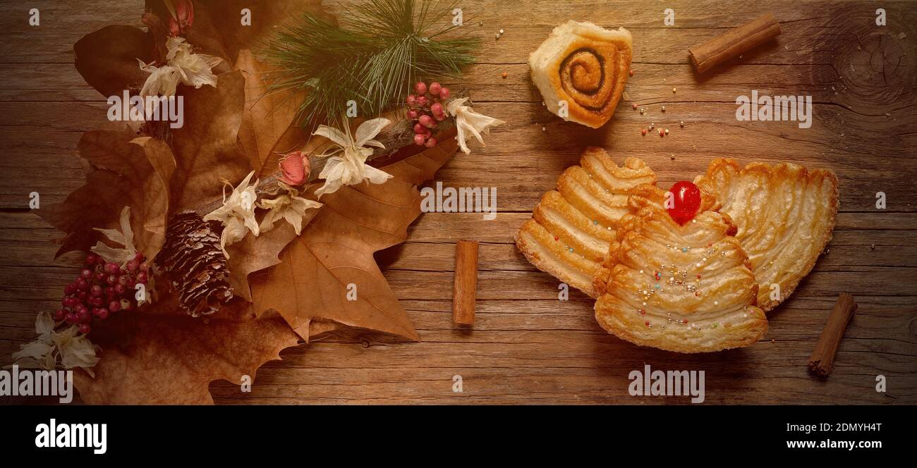 sweet and light puff pastry with honey in Christmas time Stock Photo ...