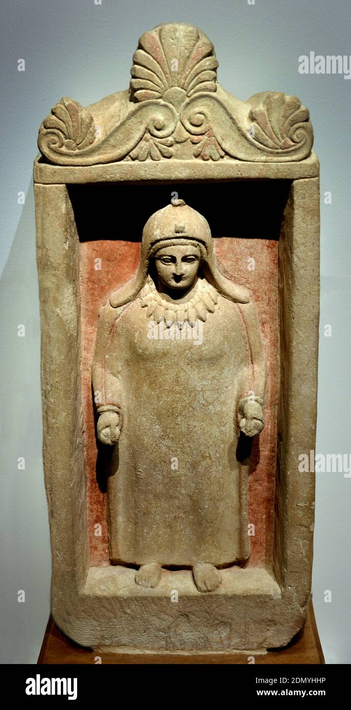 Funerary monument for a deceased woman in limestone Marion 450-400 BC ...