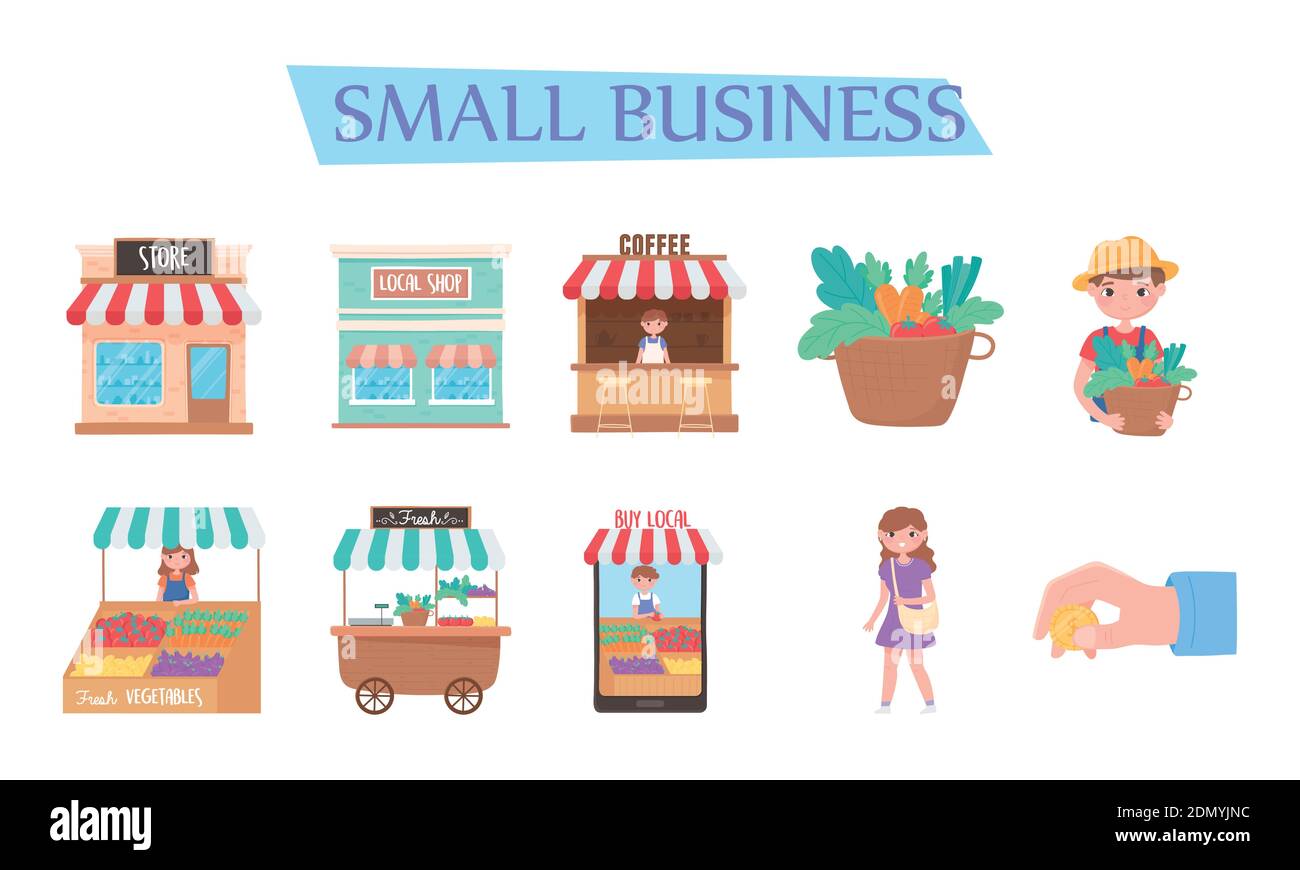 support local business, icons buy from local shops marketing vector ...