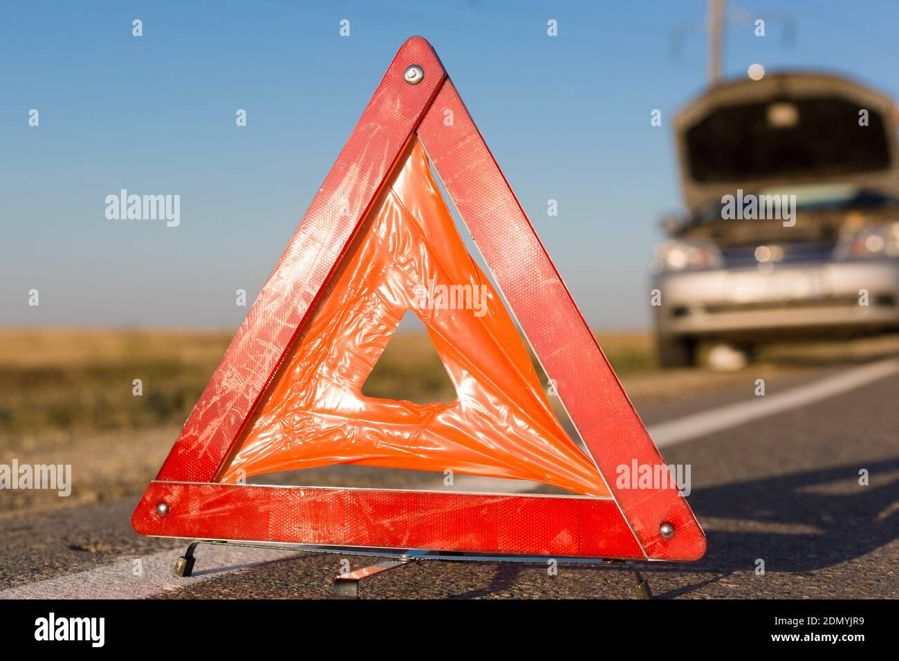 Emergency stop of the car on the highway. Security measures Stock Photo ...