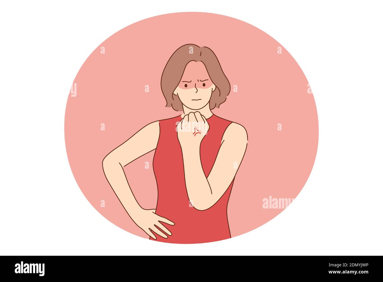 Anger, rage, furious woman concept. Young angry furious female cartoon ...