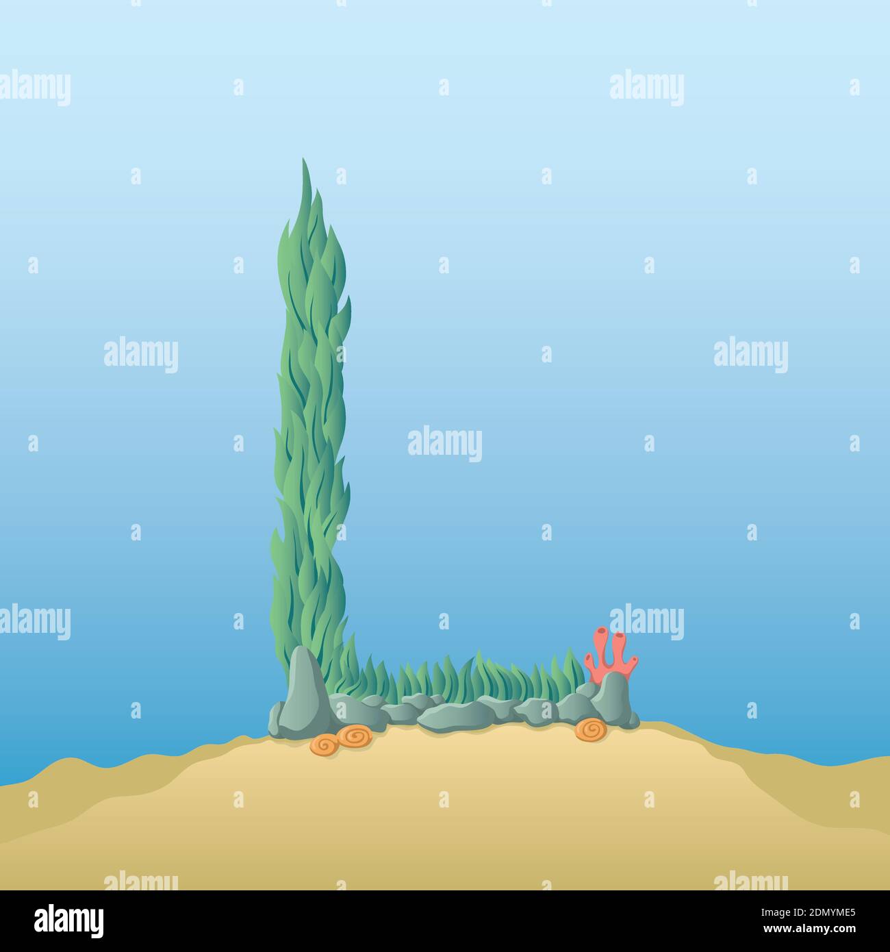 Marine alphabet. Illustration of a letter L under water Stock Vector ...