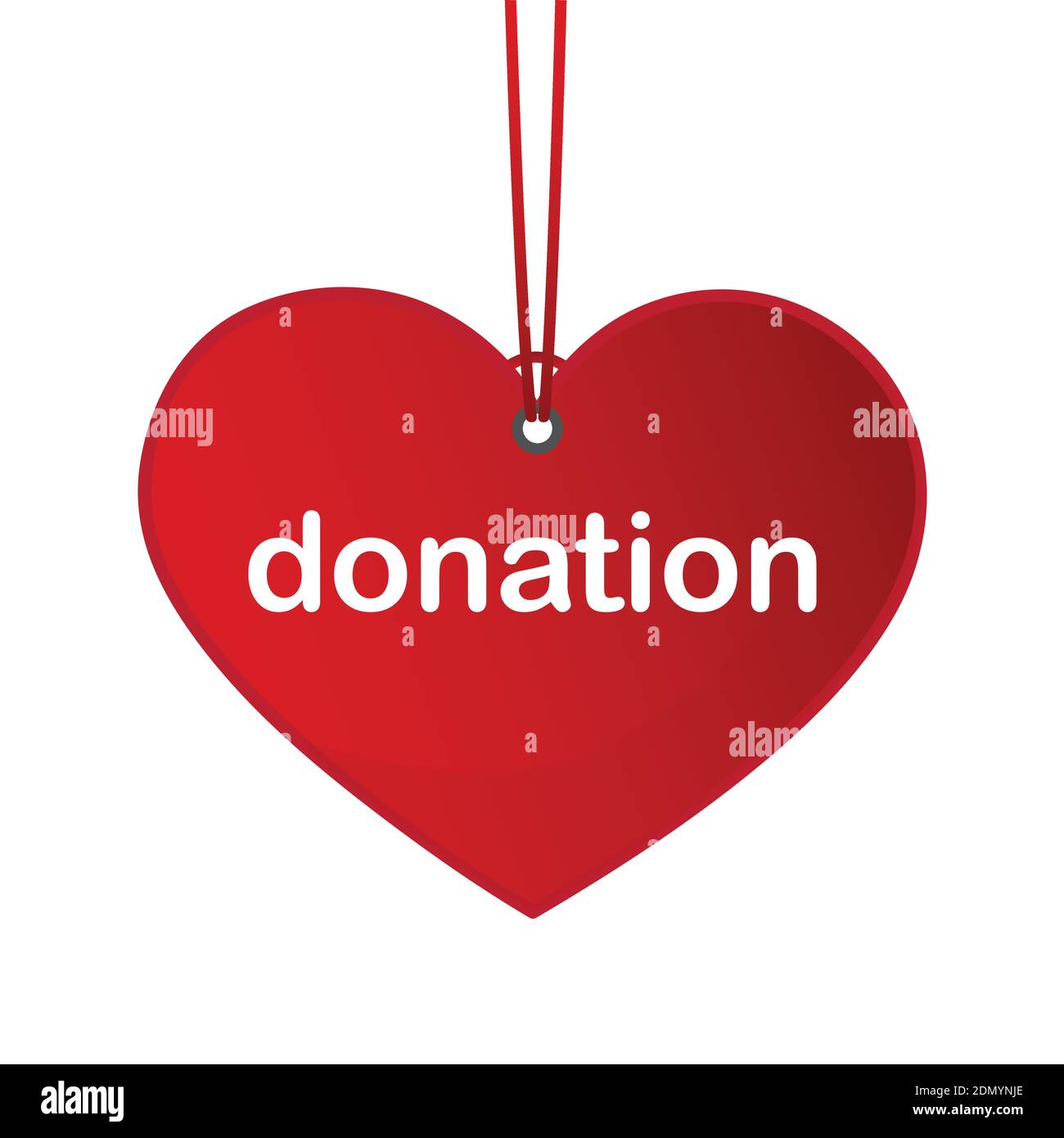 red hanging heart label with donation on white background vector ...