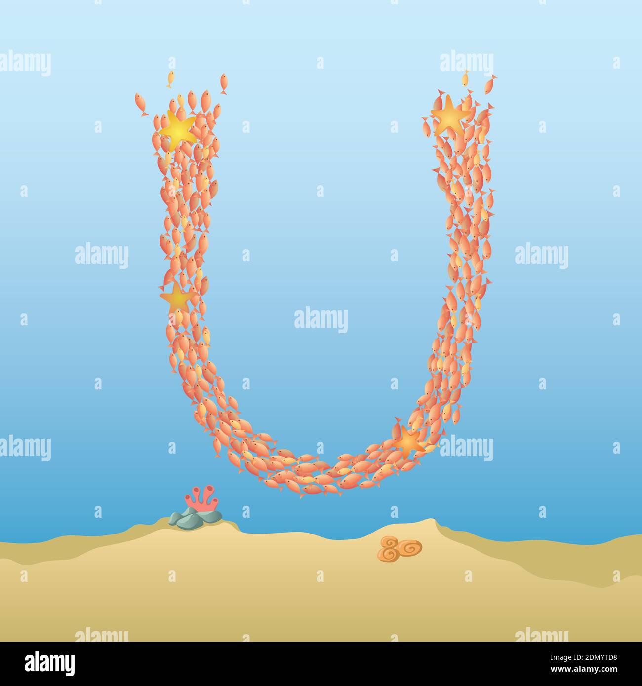 Marine alphabet. Illustration of a letter U under water Stock Vector ...