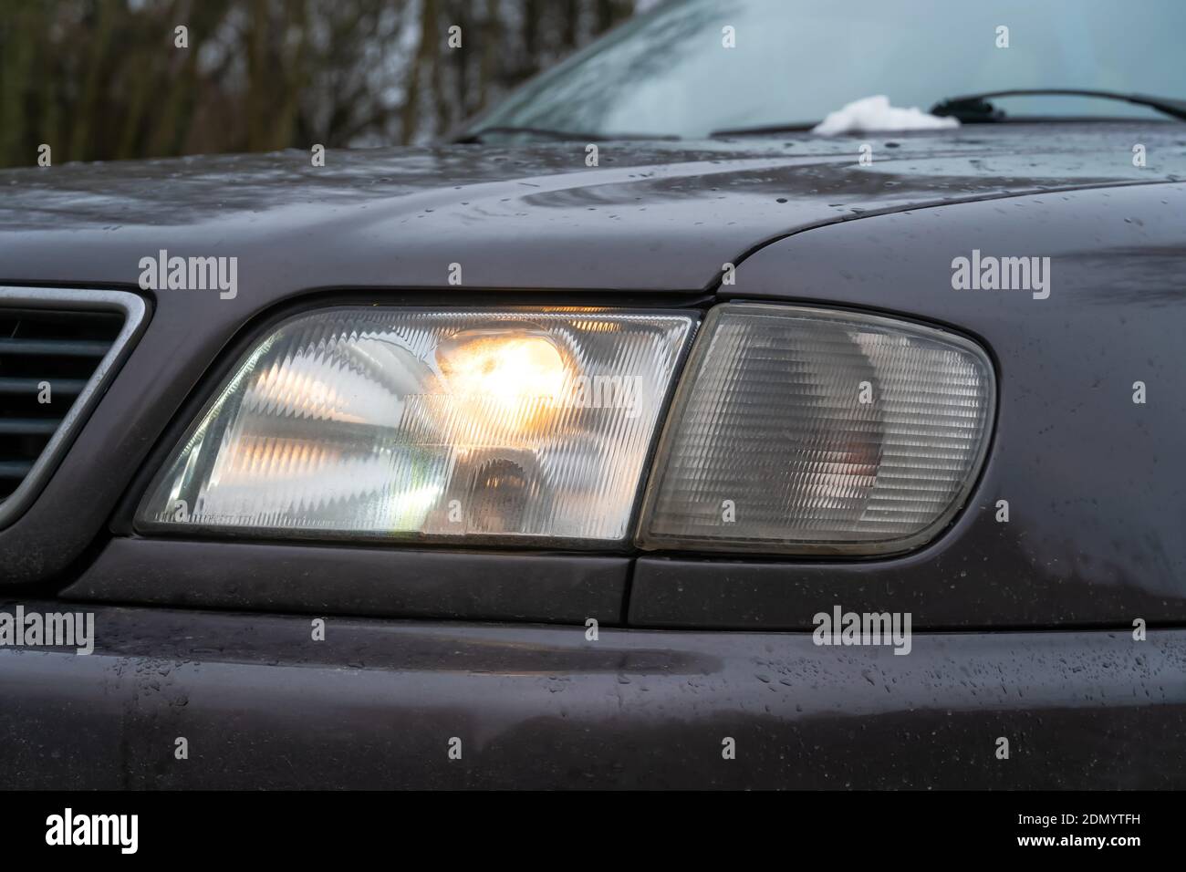 Close-up of the car's fog lights. Headlights in the car, close-up ...
